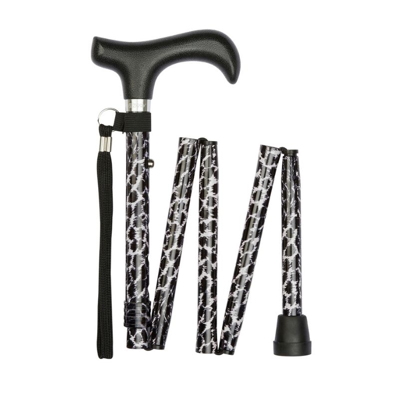 Mini Folding Zebra Print Walking Stick - WalkingSticks.co.uk