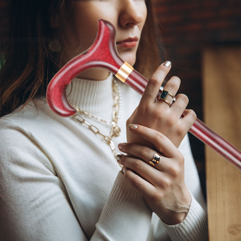 Accessorise Gold Jewellery with a Walking Stick - WalkingSticks.co.uk