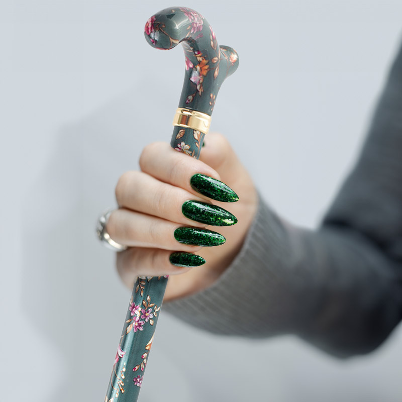 Walking Sticks to Complement Green Nails - WalkingSticks.co.uk