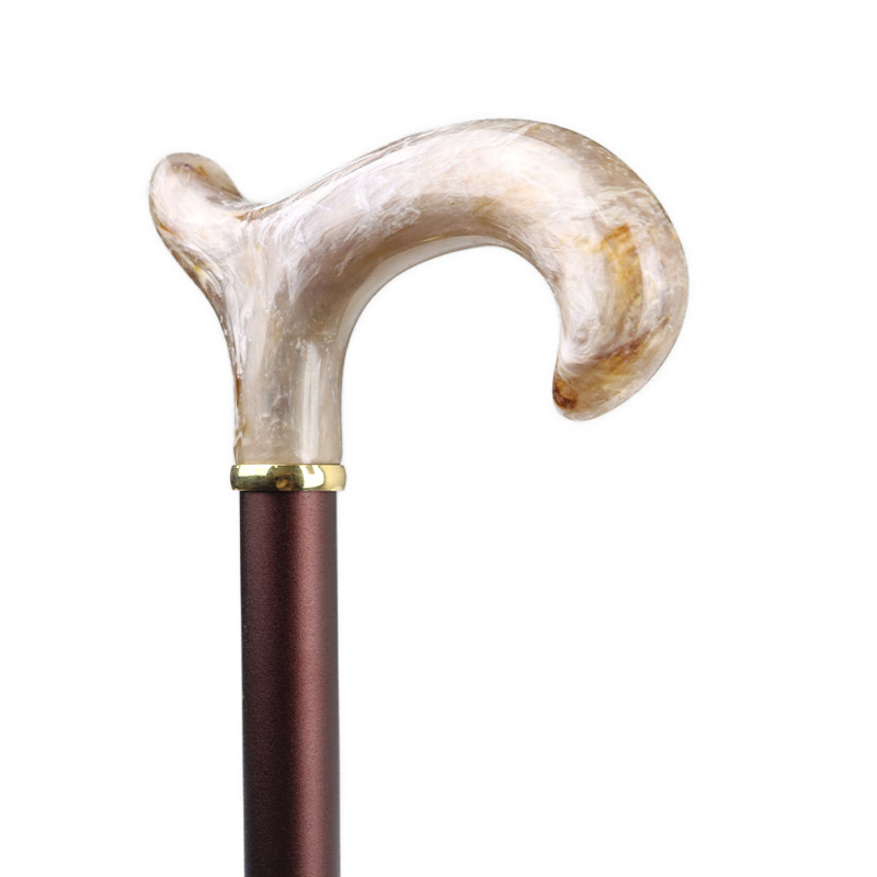 Brown Marble-Effect Cane w/ Crook - WalkingSticks.co.uk