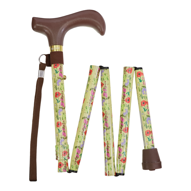 Folding Wild Flowers Walking Stick - WalkingSticks.co.uk