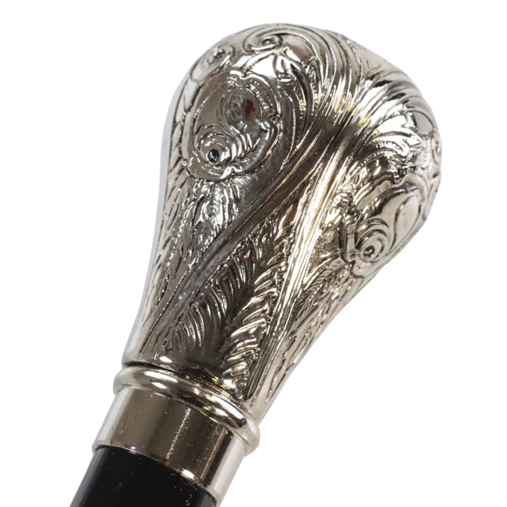 Black Beech Nickel Plated Ornate Capstick - WalkingSticks.co.uk