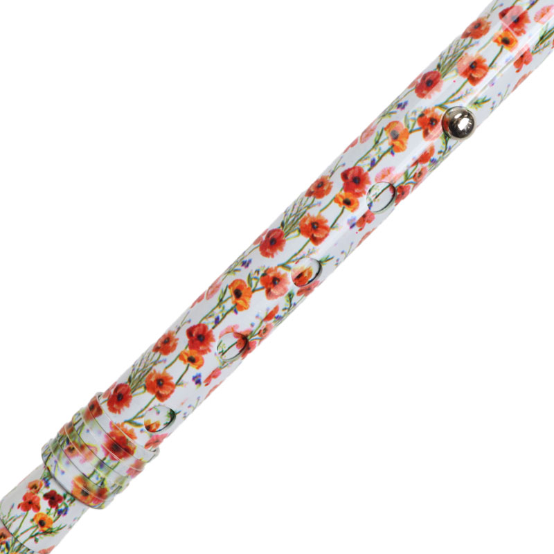 Poppy-Pattern Short Walking Stick - WalkingSticks.co.uk