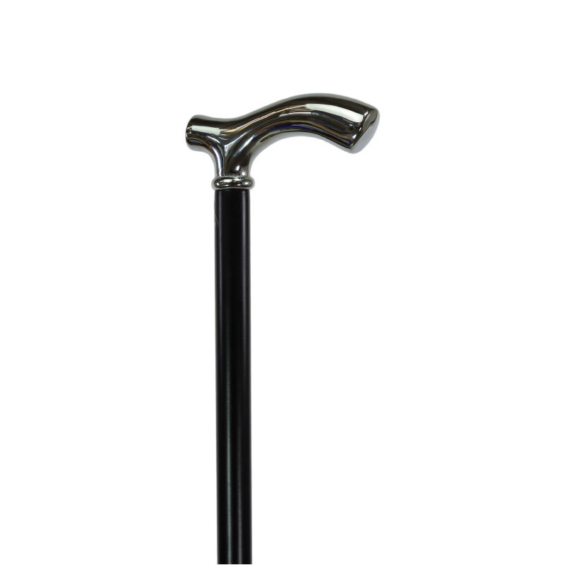 Chrome Plated Fritz Handle Black Cane - WalkingSticks.co.uk