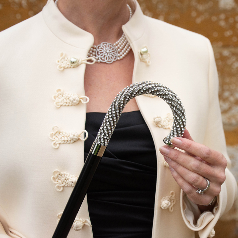 Collared Cherry Cane with Crook Handle - WalkingSticks.co.uk