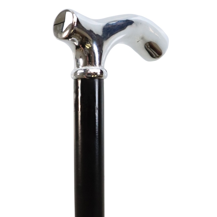 Zebrawood Cane w/ Chrome Derby Handle - WalkingSticks.co.uk