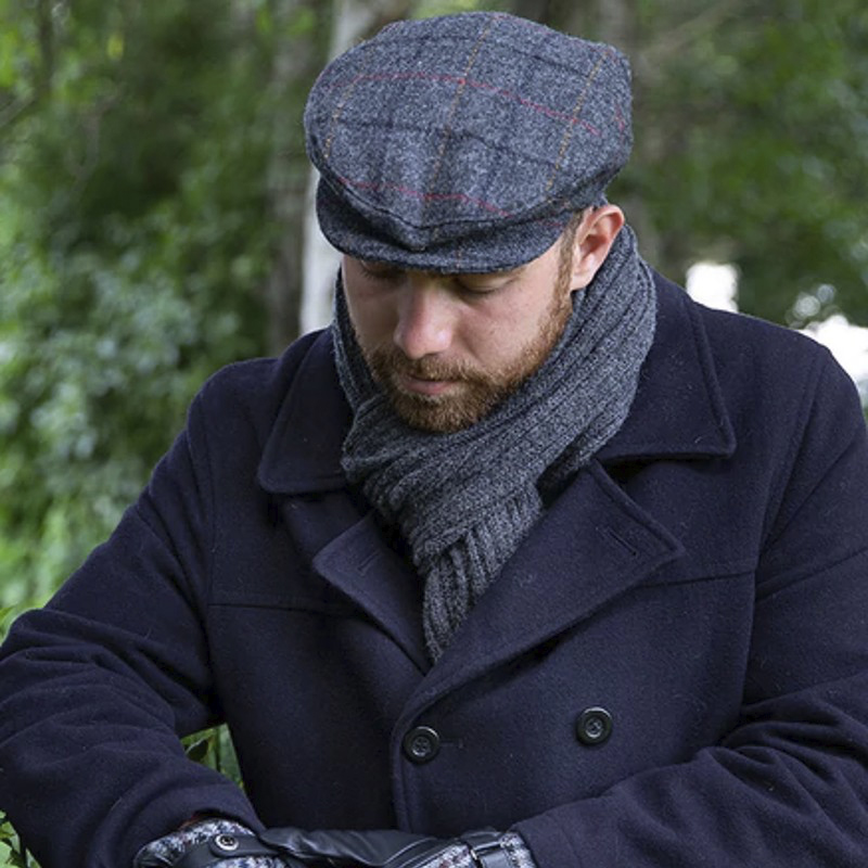 Dents Men's Charcoal Check Flat Cap - WalkingSticks.co.uk