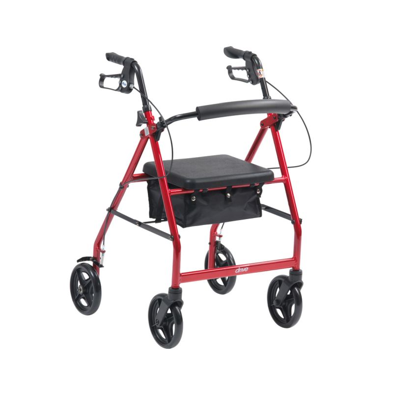 Drive Medical Red Rollator 7" Wheels - WalkingSticks.co.uk
