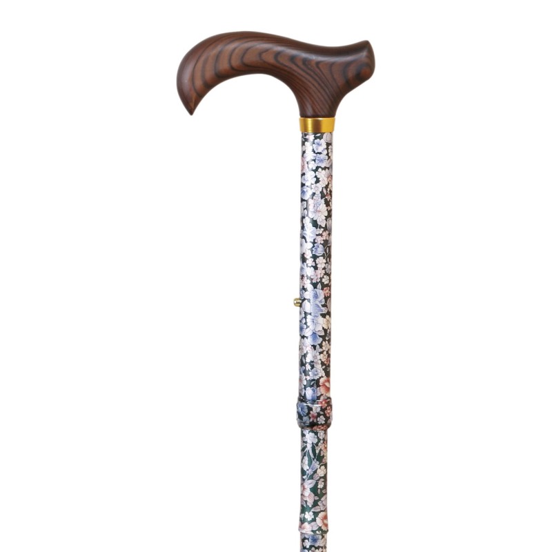 Adjustable Derby Walking Stick (Small Flowers) - WalkingSticks.co.uk