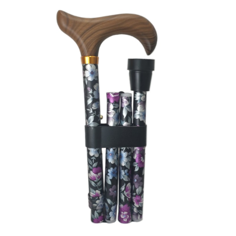 Folding Aluminium Cane (Modern Brown) - WalkingSticks.co.uk