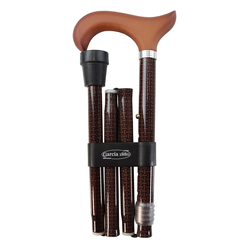 Folding Aluminium Cane (Modern Brown) - WalkingSticks.co.uk