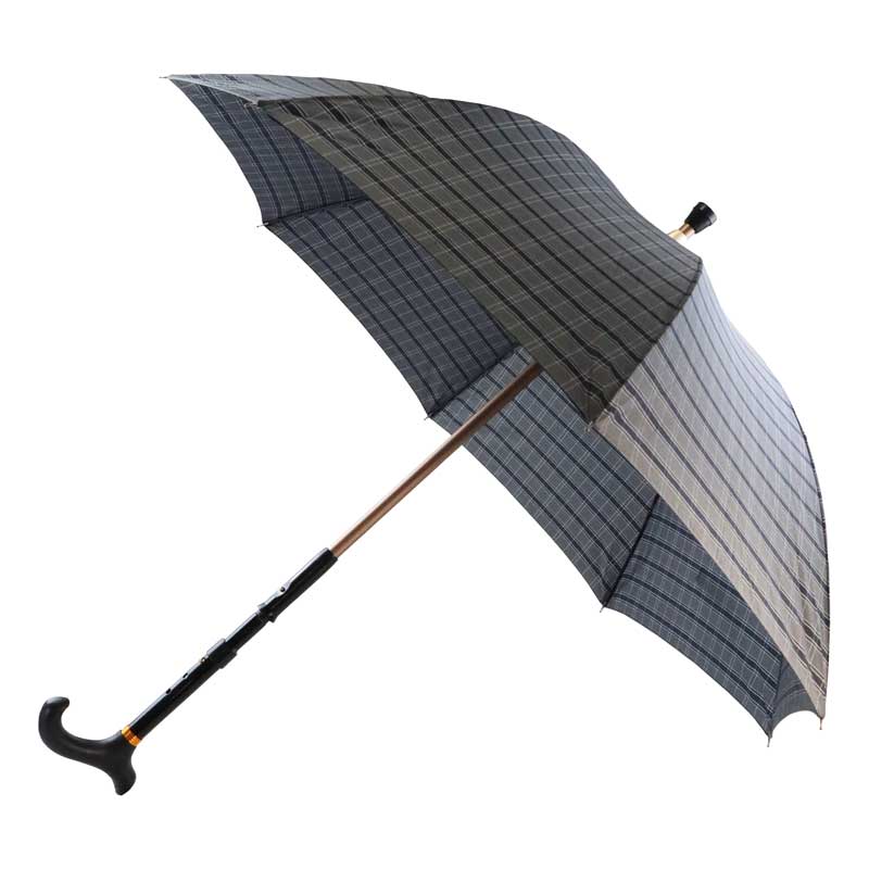 Adjustable Grey Check Umbrella Cane - WalkingSticks.co.uk