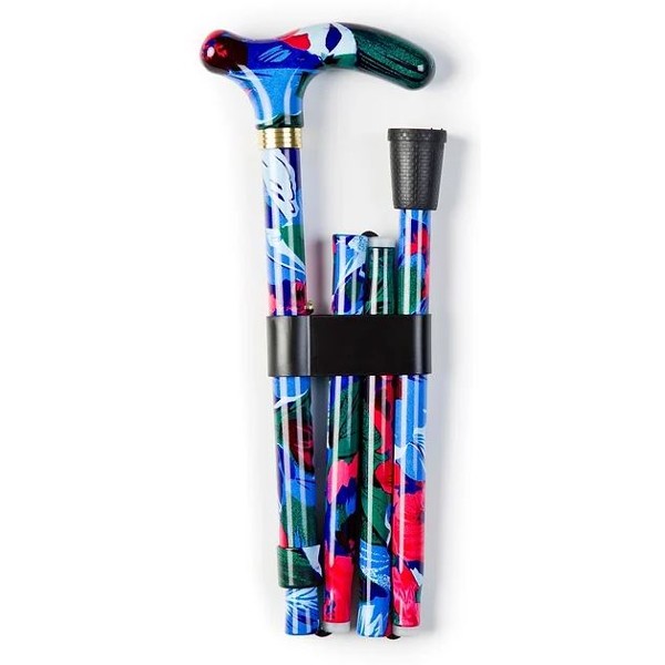 Flower Pattern Folding Walking Stick - WalkingSticks.co.uk