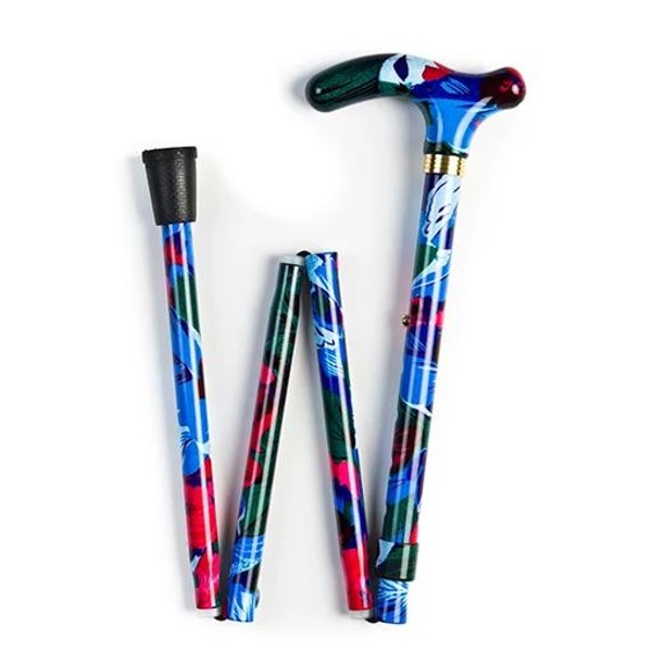 Flower Pattern Folding Walking Stick - WalkingSticks.co.uk