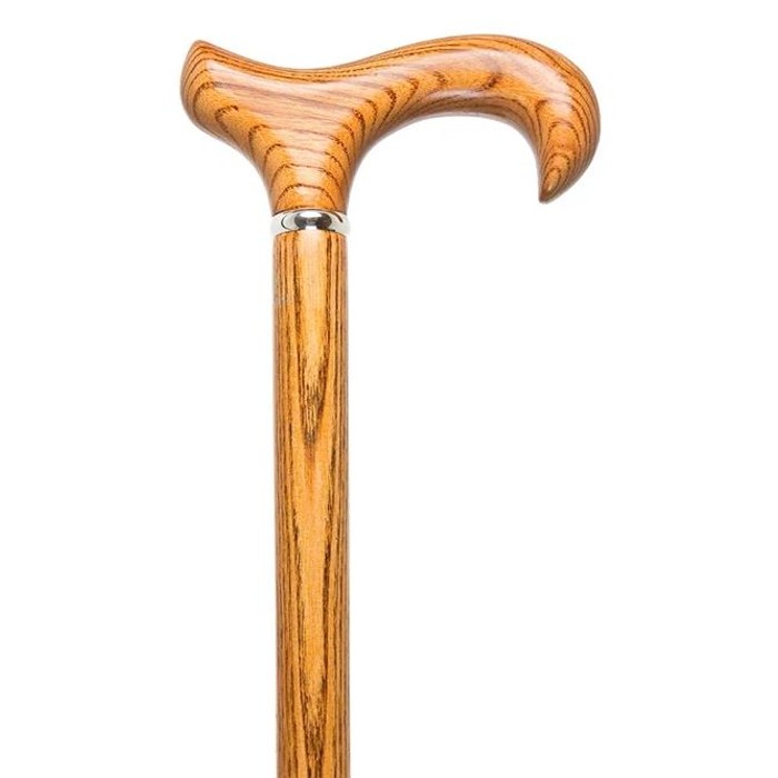 Ash Cane w/ Derby Handle Chrome Collar - WalkingSticks.co.uk