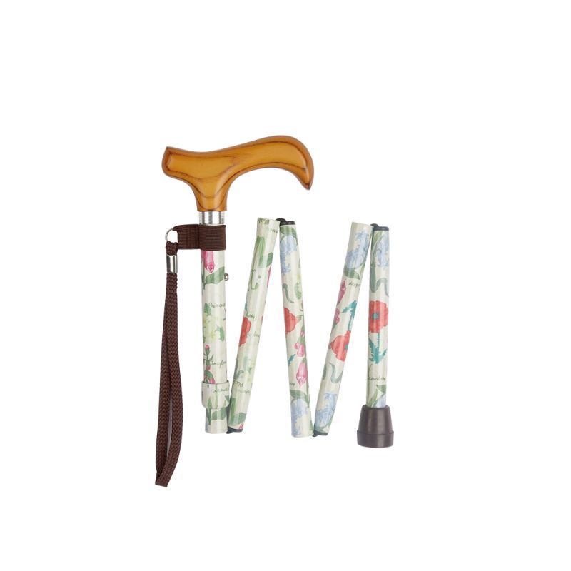 Folding Wild Flowers Adjustable Walking Stick - WalkingSticks.co.uk