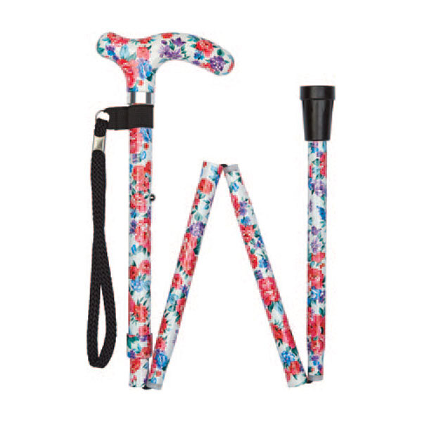 Ziggy White Floral Petite Handle Stick - WalkingSticks.co.uk