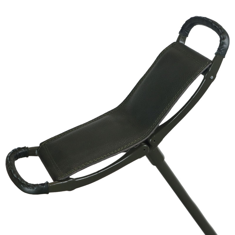 Green Leather Shooting Seat Stick - WalkingSticks.co.uk