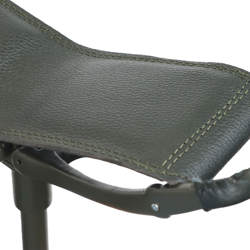 Green Leather Shooting Seat Stick - WalkingSticks.co.uk
