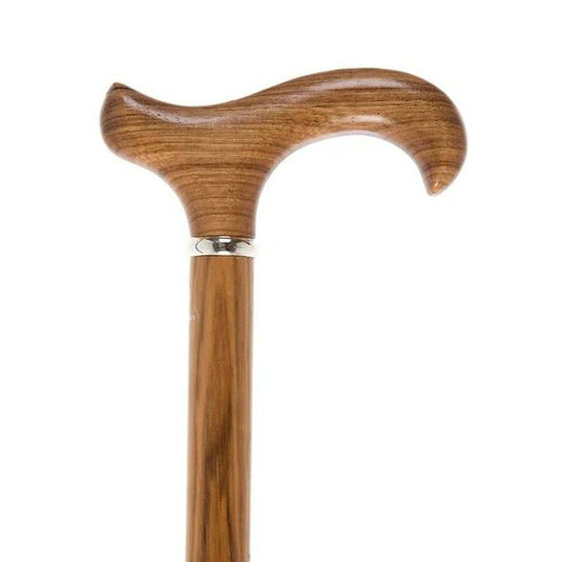 Zebrawood Cane w/ Chrome Derby Handle - WalkingSticks.co.uk
