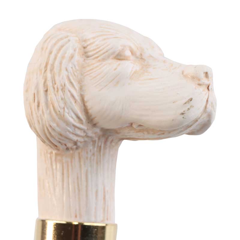 Imitation Ivory Dog-Head Cane - WalkingSticks.co.uk