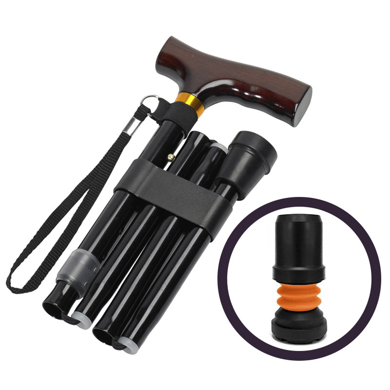 Black Folding Cane with Flexyfoot Ferrule - WalkingSticks.co.uk