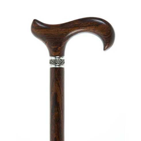 Bocote Derby Cane with Pewter Collar - WalkingSticks.co.uk
