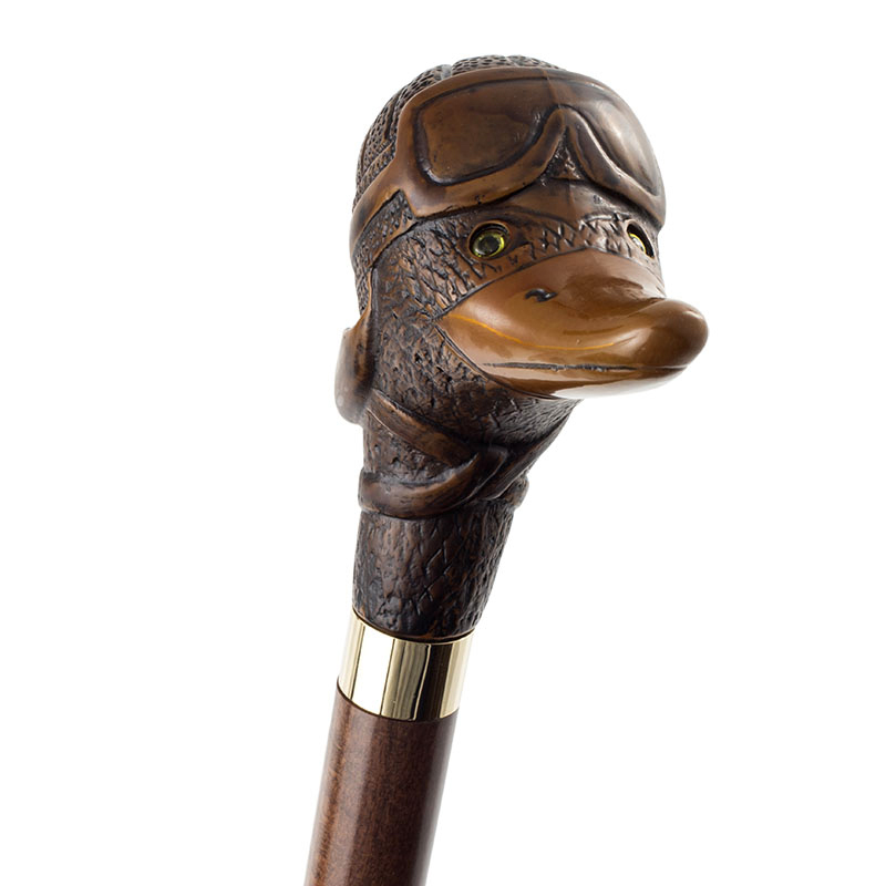 Brown Aviator Duck Head Walking Stick - WalkingSticks.co.uk