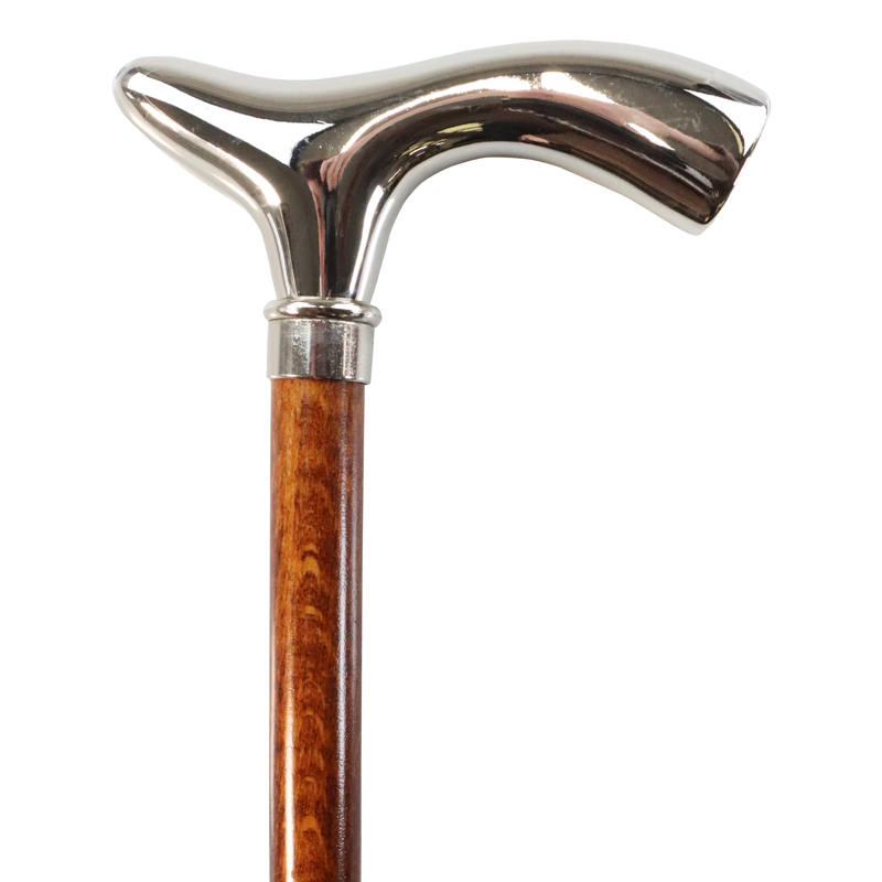Brown Beech Stick with Nickel Handle - WalkingSticks.co.uk