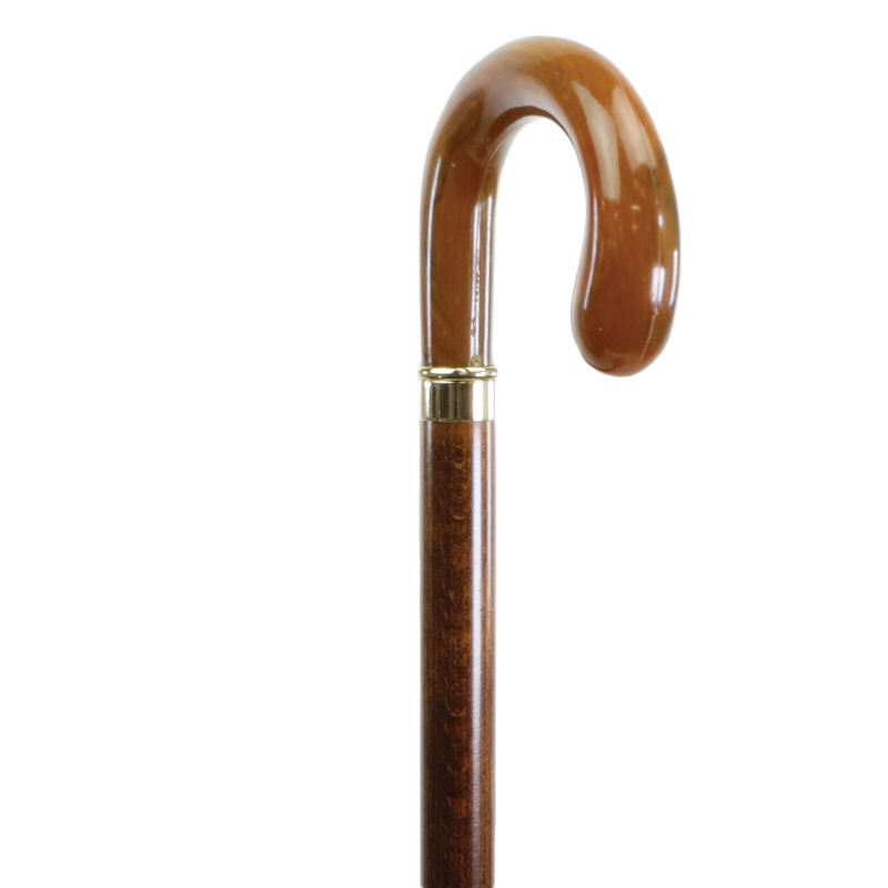Brown Marble-Effect Cane w/ Crook - WalkingSticks.co.uk