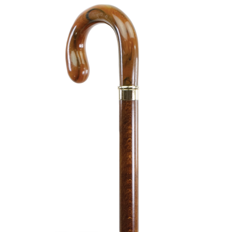 Brown Marble-Effect Cane w/ Crook - WalkingSticks.co.uk