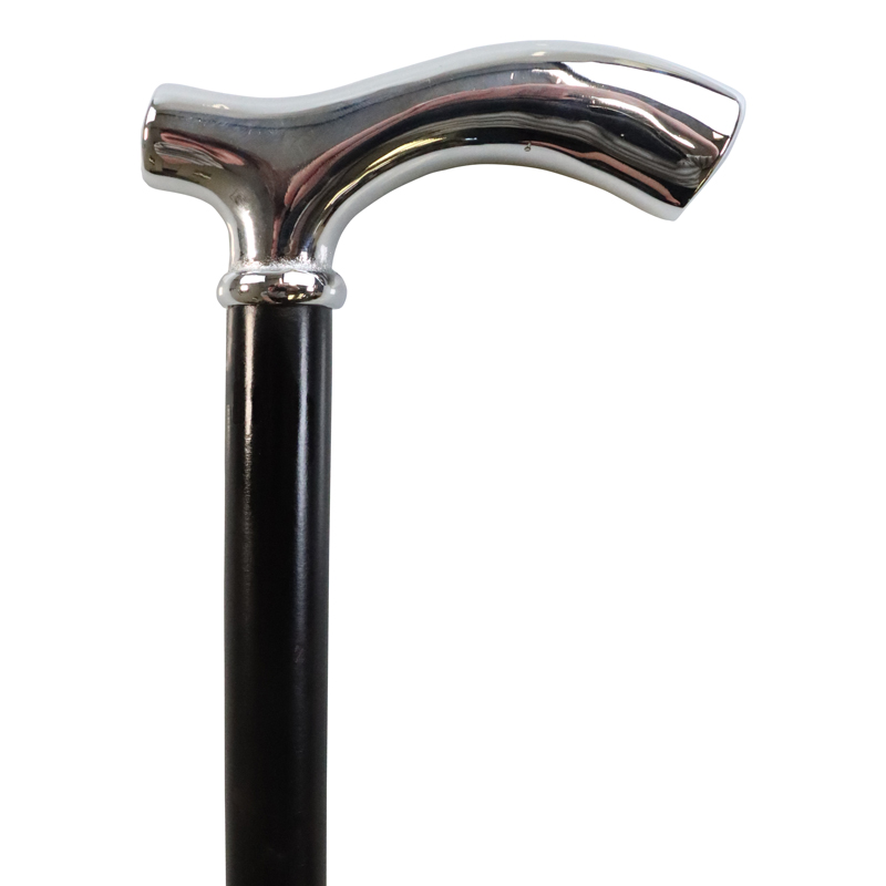 Chrome Plated Fritz Handle Black Cane - WalkingSticks.co.uk