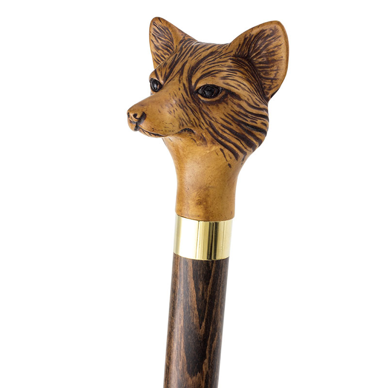 Beech Wood Fox Head Walking Stick - WalkingSticks.co.uk
