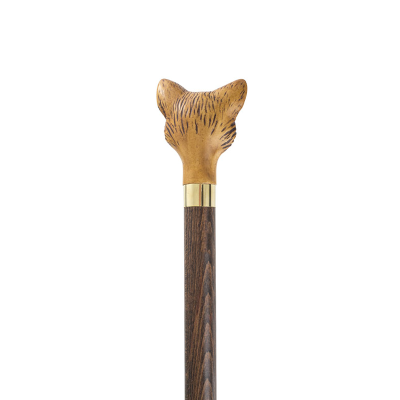 Beech Wood Fox Head Walking Stick - WalkingSticks.co.uk