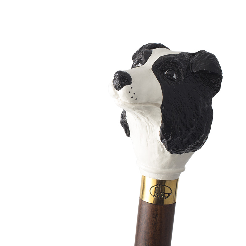 Hand Painted Border Collie Hardwood Cane - WalkingSticks.co.uk