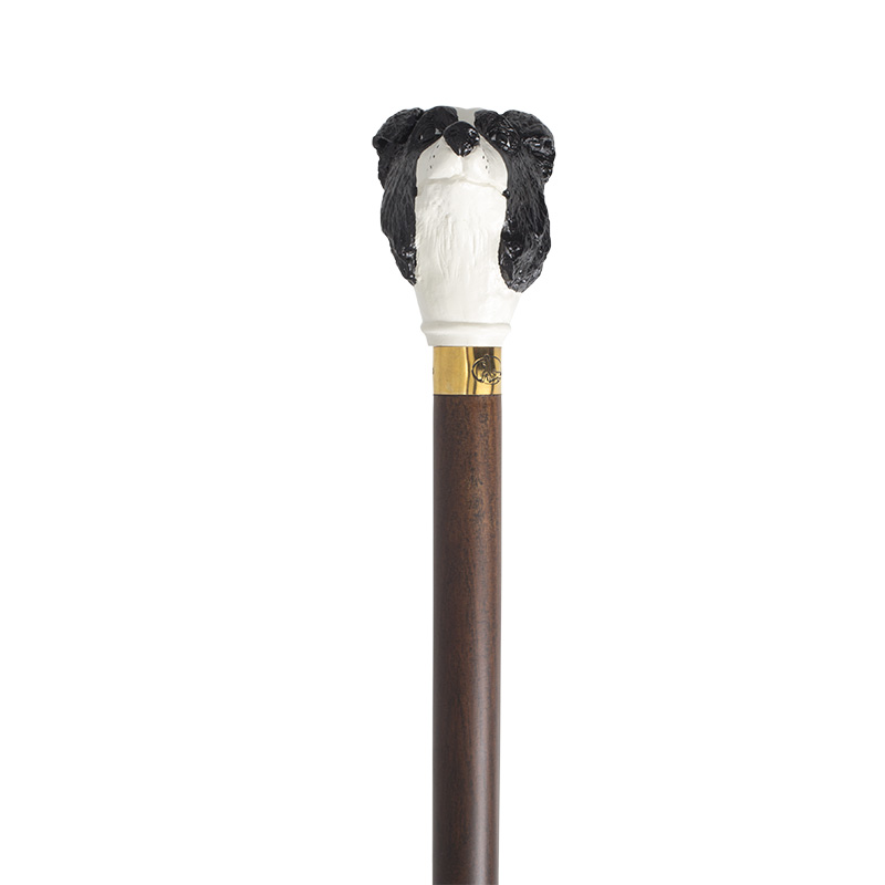 Hand Painted Border Collie Hardwood Cane - WalkingSticks.co.uk