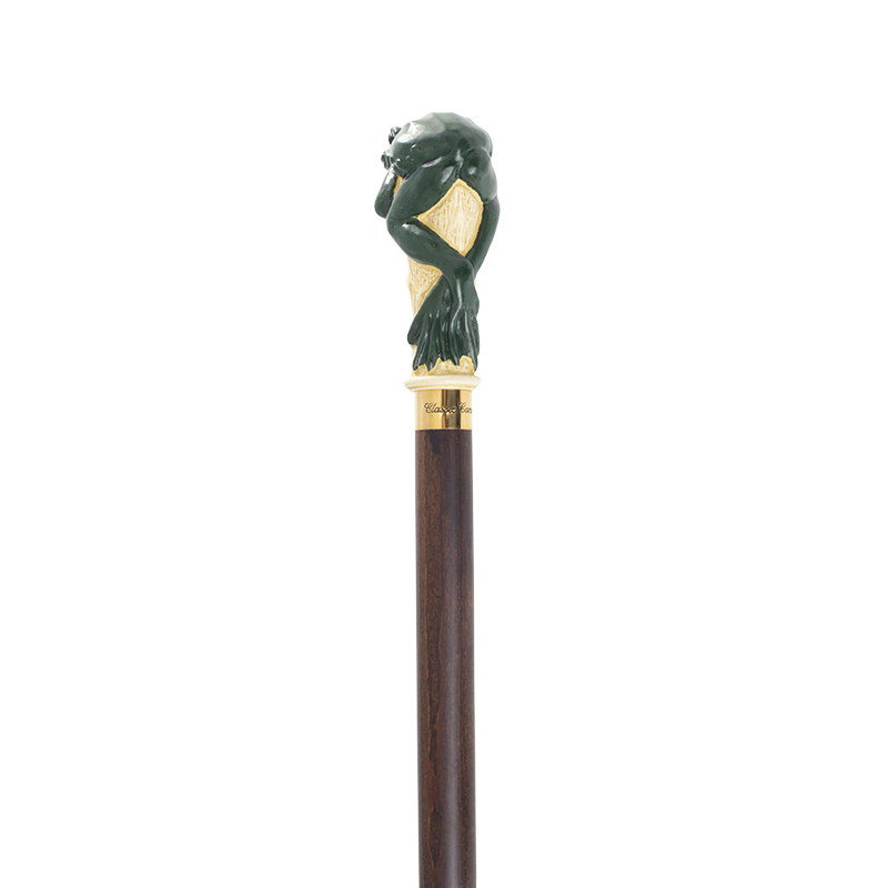 Hand Painted Green Frog Hardwood Cane - WalkingSticks.co.uk