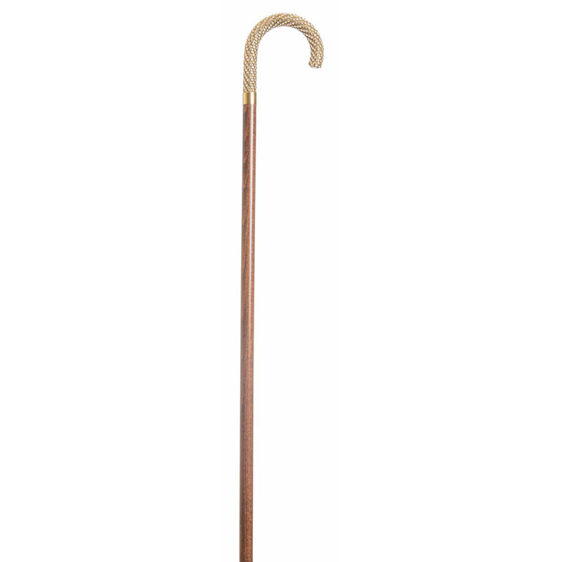 Hardwood Crook Cane with Swarovski Handle - WalkingSticks.co.uk