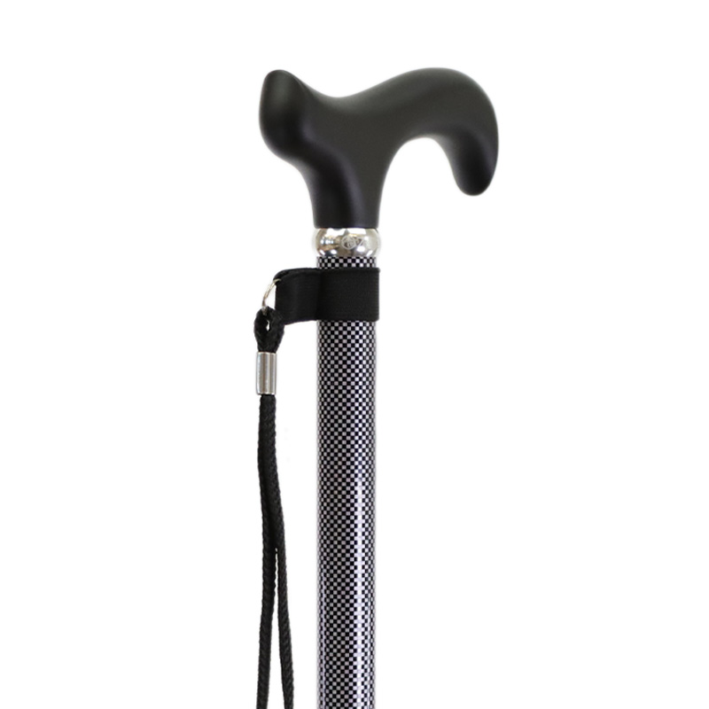 Adjustable Black Check Walking Stick - WalkingSticks.co.uk