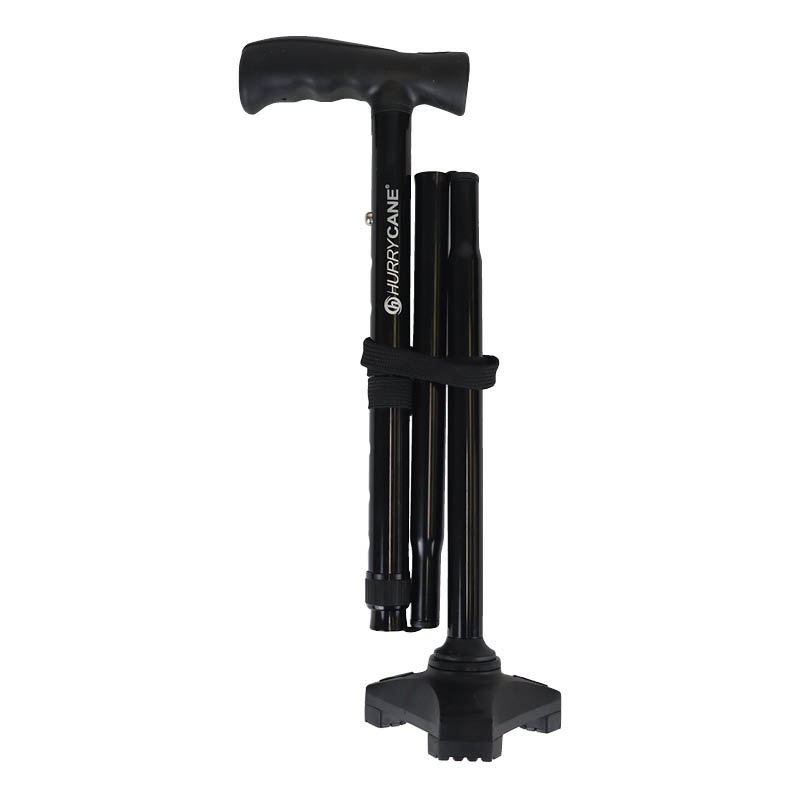 HurryCane Black Folding Walking Stick - WalkingSticks.co.uk