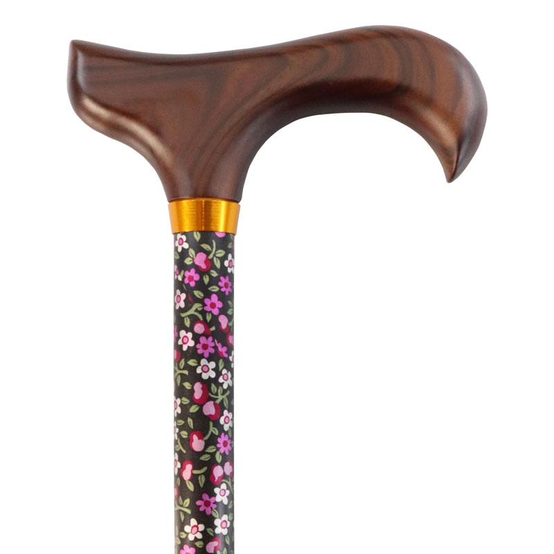 Adjustable Derby Cane (Violet Flowers) - WalkingSticks.co.uk