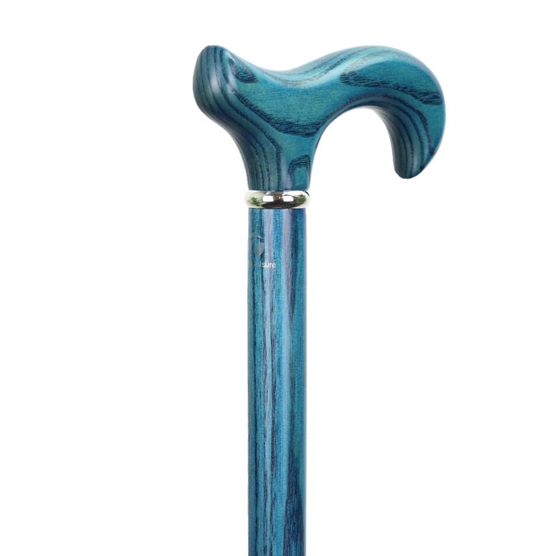 Teal Blue Ash Wood Derby Walking Cane - WalkingSticks.co.uk