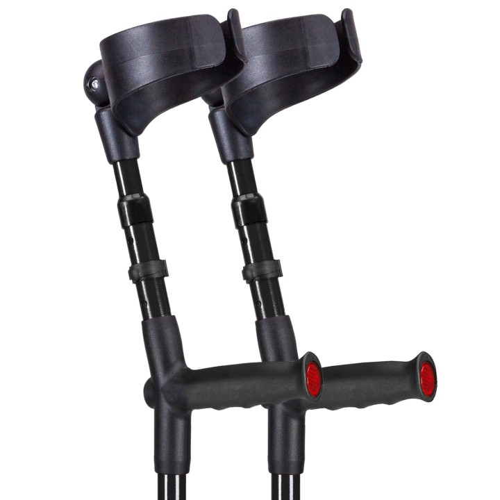 Ossenberg Closed-Cuff Soft Grip Black Crutches - WalkingSticks.co.uk