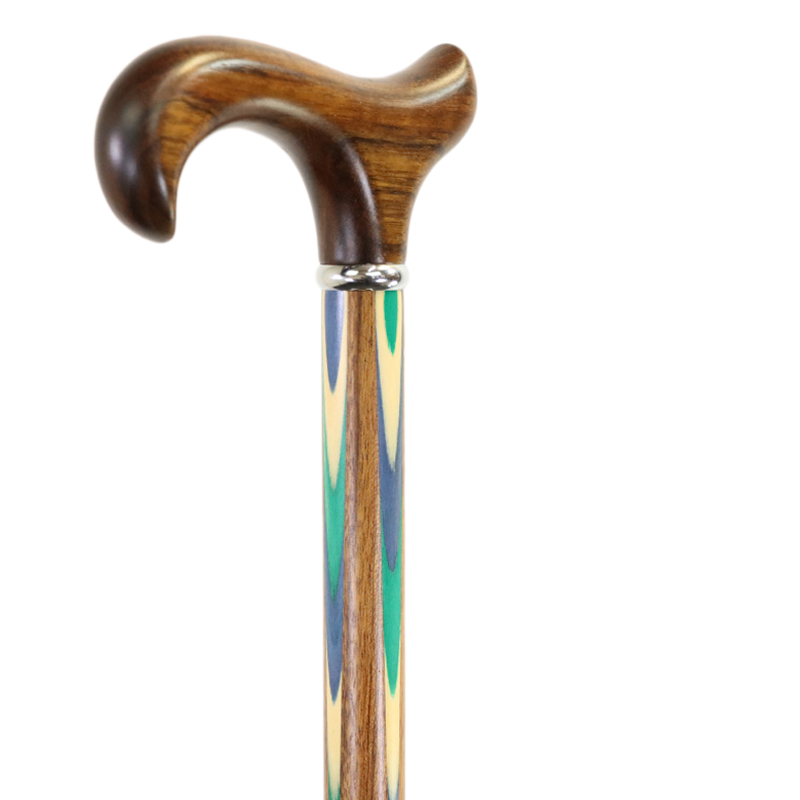 Ovangkol Cane W/ Derby Handle Chrome - WalkingSticks.co.uk