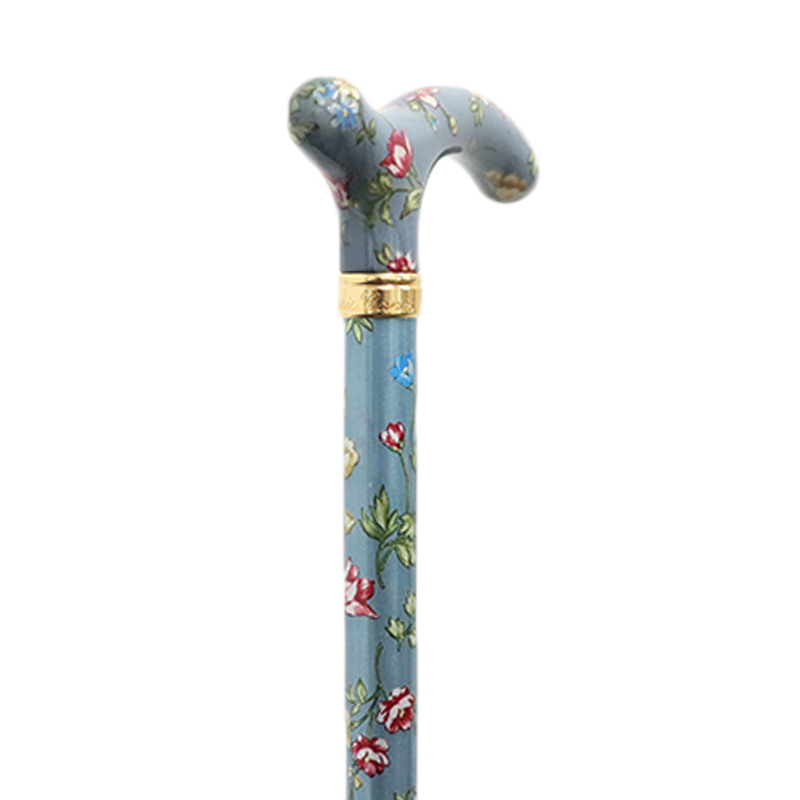 Petite Folding Grey Floral Cane - WalkingSticks.co.uk