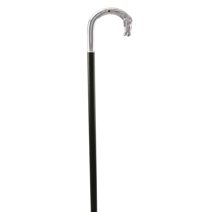 Silver-Plated Horse Head Crook Cane - WalkingSticks.co.uk