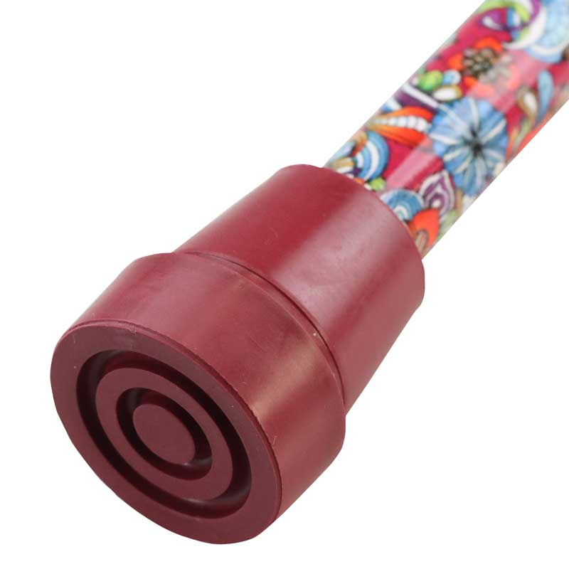 Red Floral Aluminium Walking Stick - WalkingSticks.co.uk