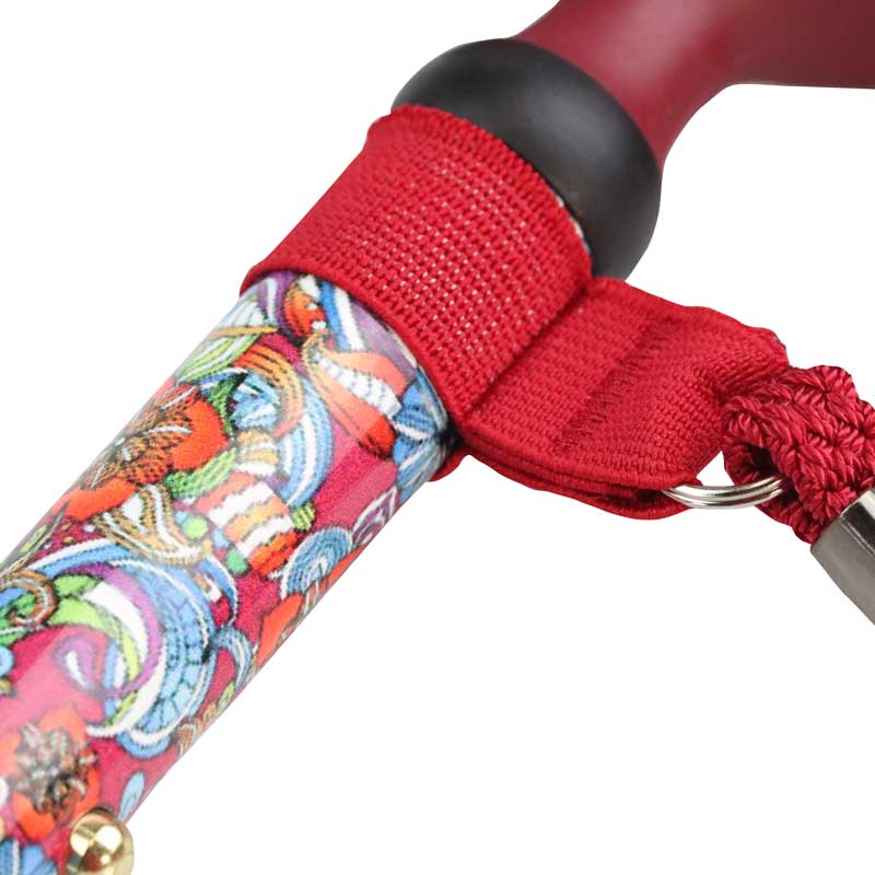 Red Floral Aluminium Walking Stick - WalkingSticks.co.uk