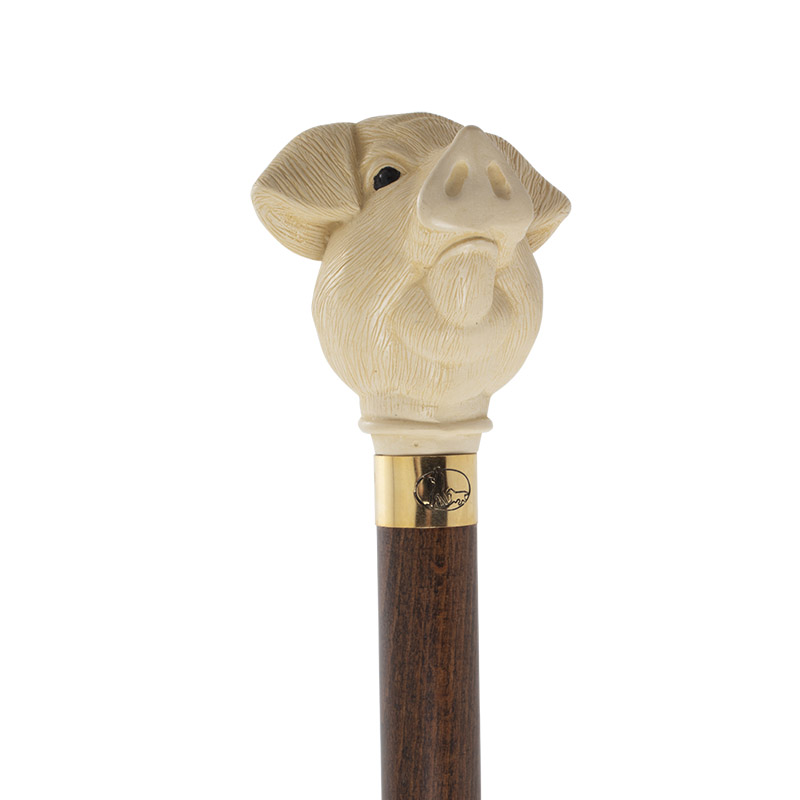 Imitation Ivory Pig Hardwood Cane - WalkingSticks.co.uk