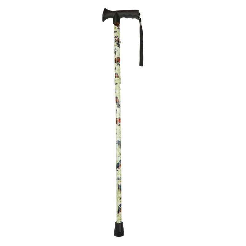 Birds Height-Adjustable Folding Cane - WalkingSticks.co.uk